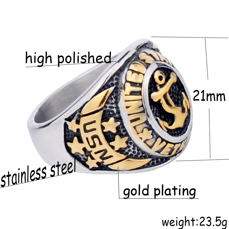 USN US NAVY VETERAN Stainless Steel Silver Gold Ring Mens – ASTROSHADEZ.COM